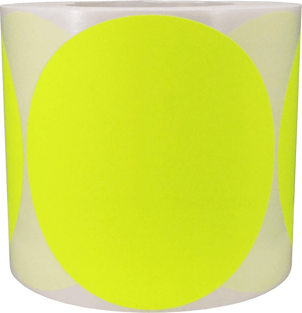 Color Coding Labels Fluorescent Yellow Round Circle Dots 5 Inch 500 ...
