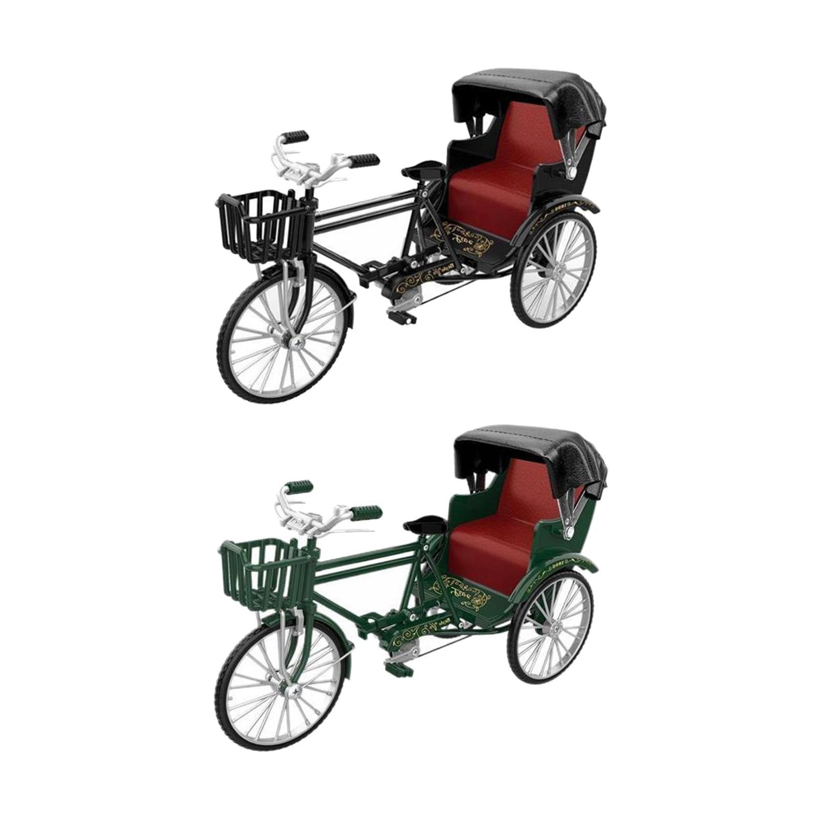 2x Alloy 1/12 Scale Tricycle Models Lifelike Three Wheeled Rickshaw Toy ...