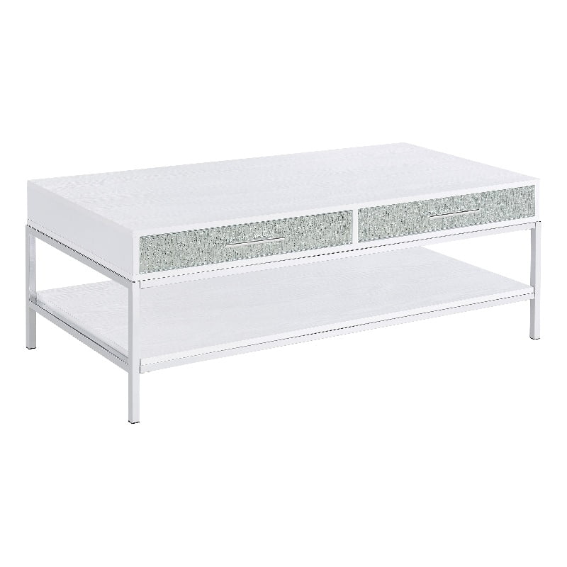 Mirage White Wood and Chrome Cocktail Table - Walmart.com