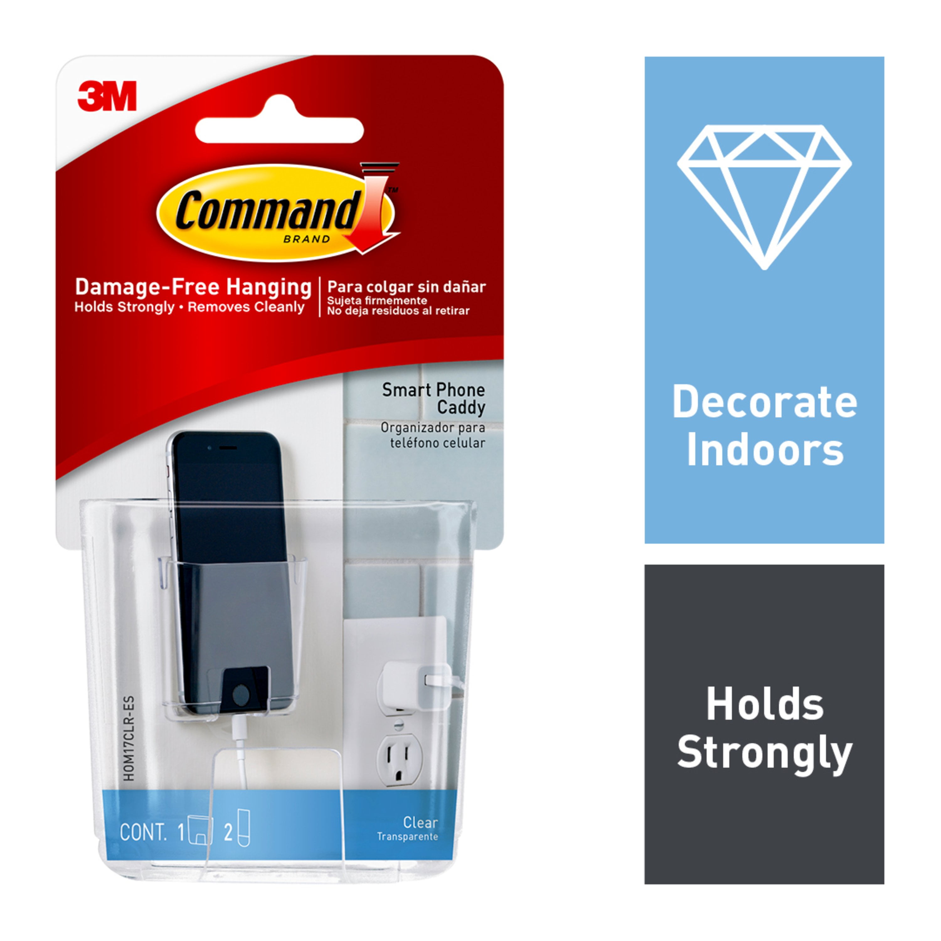 Command Smart Phone Caddy, Clear, 1 Caddy/Pack - Walmart.com - Walmart.com