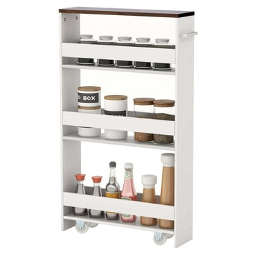 HOMCOM 3- tier Slim Storage Cart, Rolling Narrow Kitchen Cart on Wheels ...