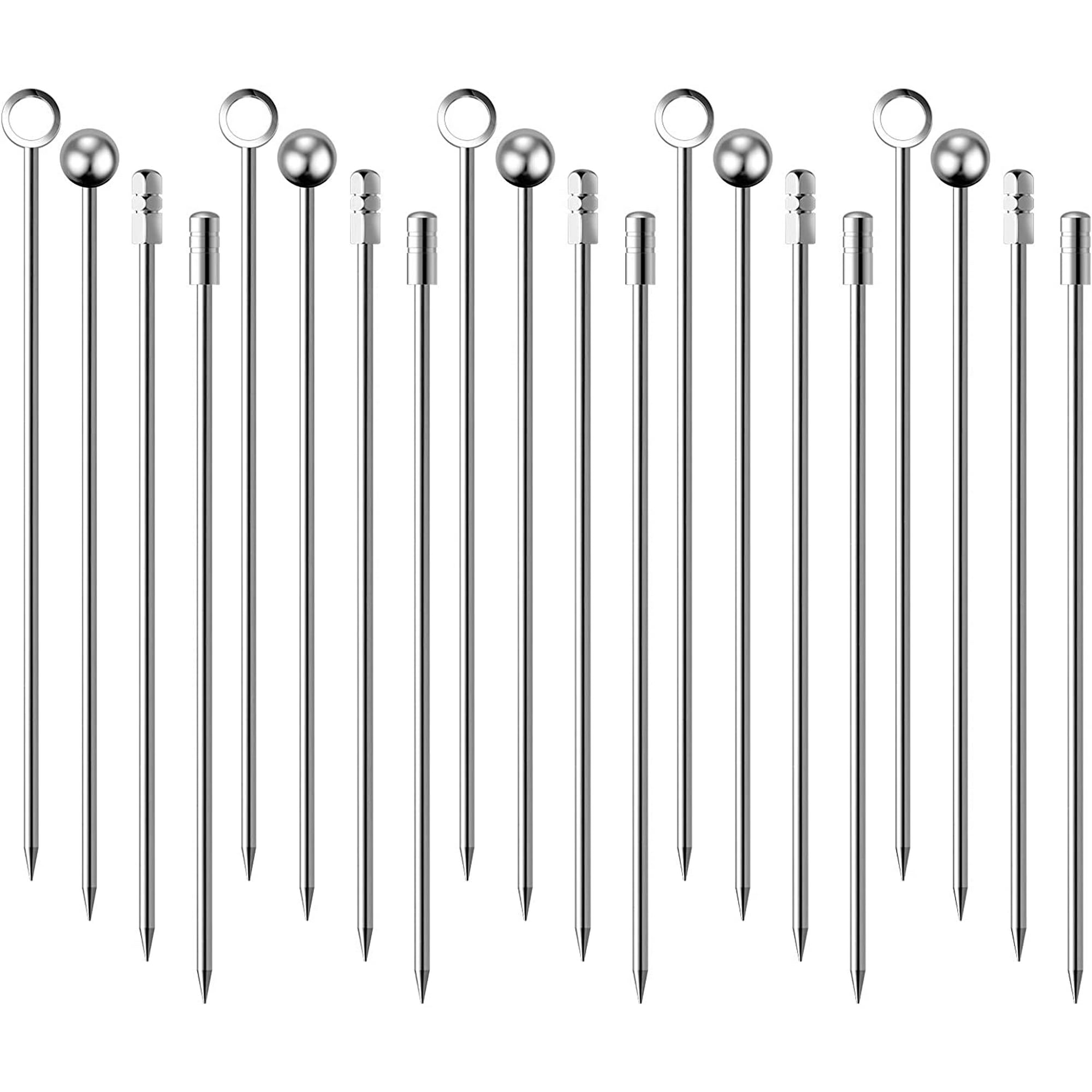 Chlua 20pcs Stainless Steel Cocktail Picks  Cocktail Picks Martini Olive Skewers