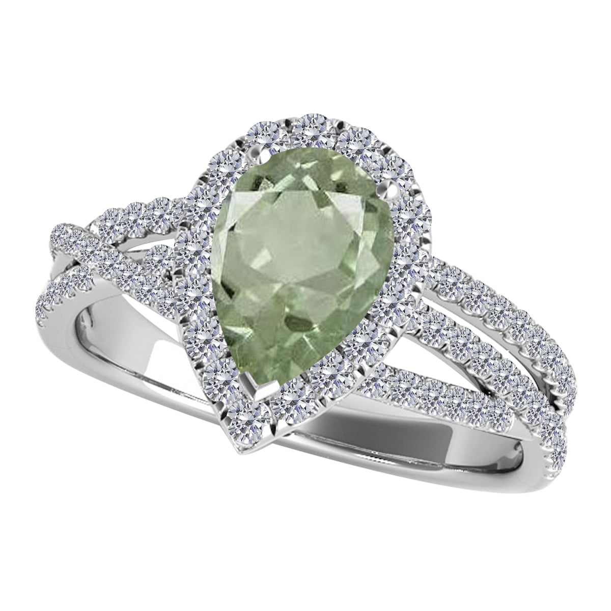 Green Amethyst Pear Ring