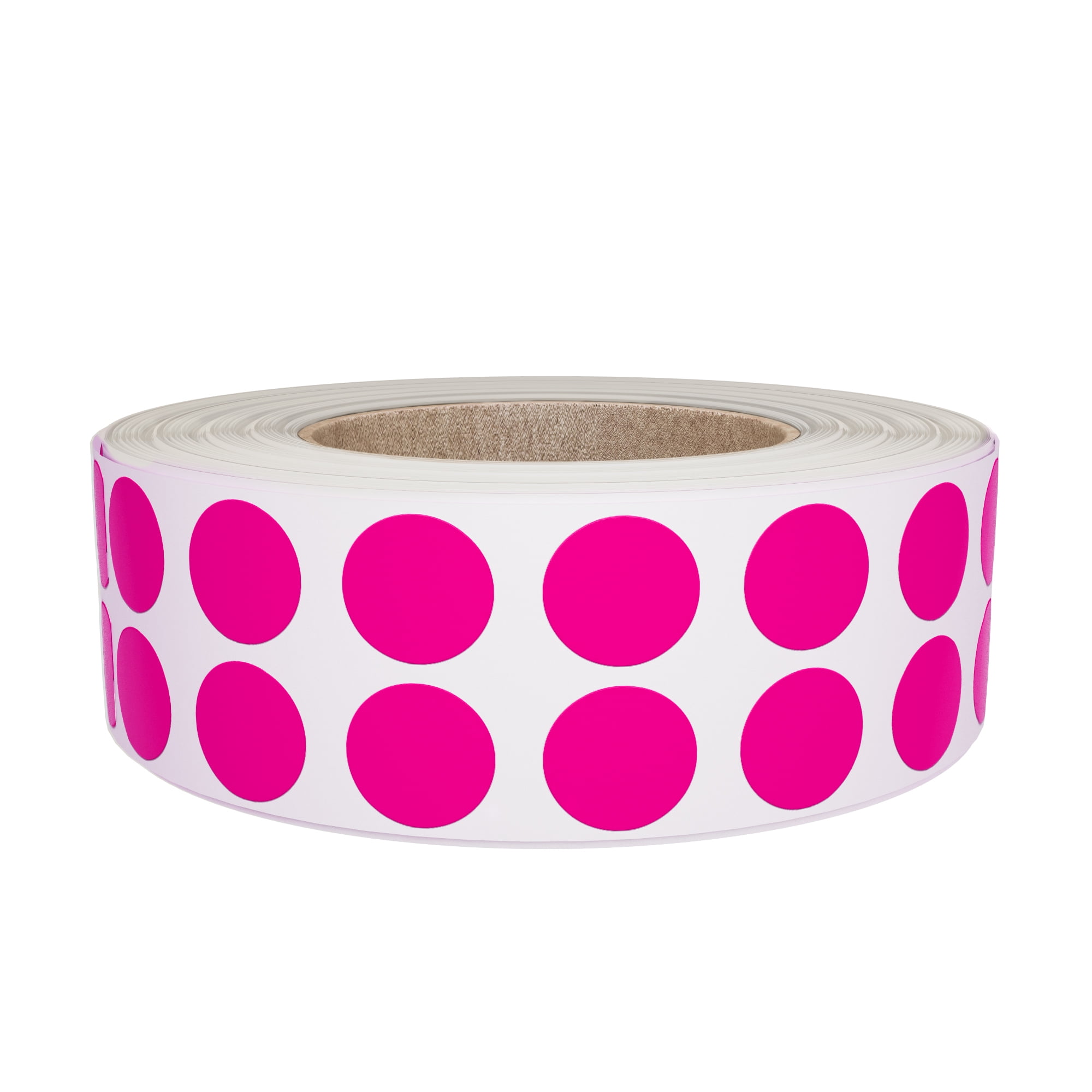 Royal Green Circle Dot Labels Stickers Adhesive Roll in Neon Pink (0. ...