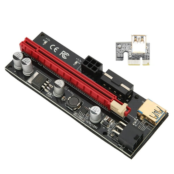 PCIE 1X To 16X Riser Card, 4 Solid Capacitors 6 PIN Interface Mining ...