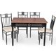 Costway 5 Piece Dining Set Wood Metal Table and 4 Chairs Kitchen ...