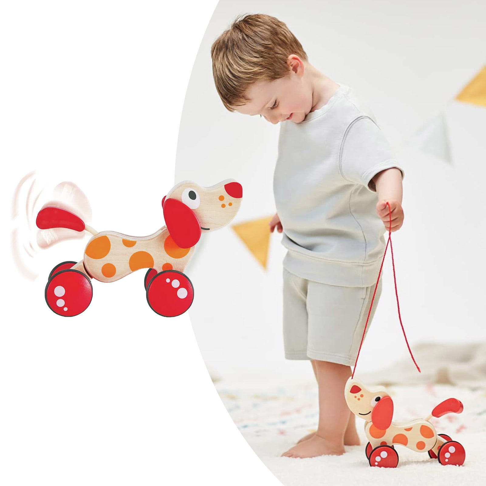 Click here for Qfl Wooden Pull Along Dog Tractor Toy For Classic... prices