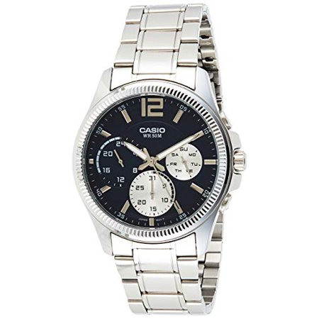 Casio #MTP-E305D-2AV Men's Metal Band Fluted Bezel Multifunction Blue ...