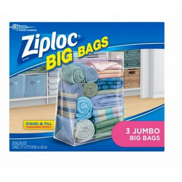 Ziploc® Big Bags, Jumbo, Secure Double Zipper, 3 ct, Expandable Bottom ...