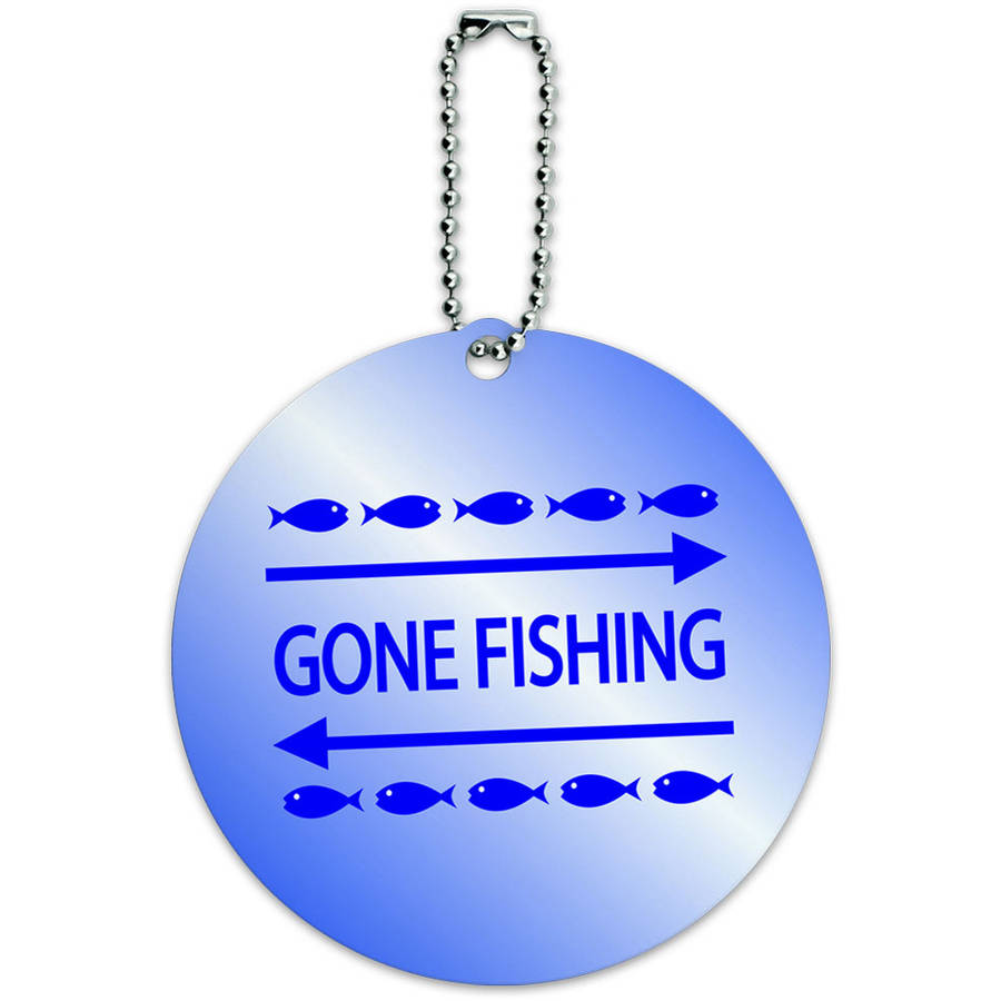 Gone Fishing Fisherman Round Luggage ID Tag Card for Suitcase or Carry ...