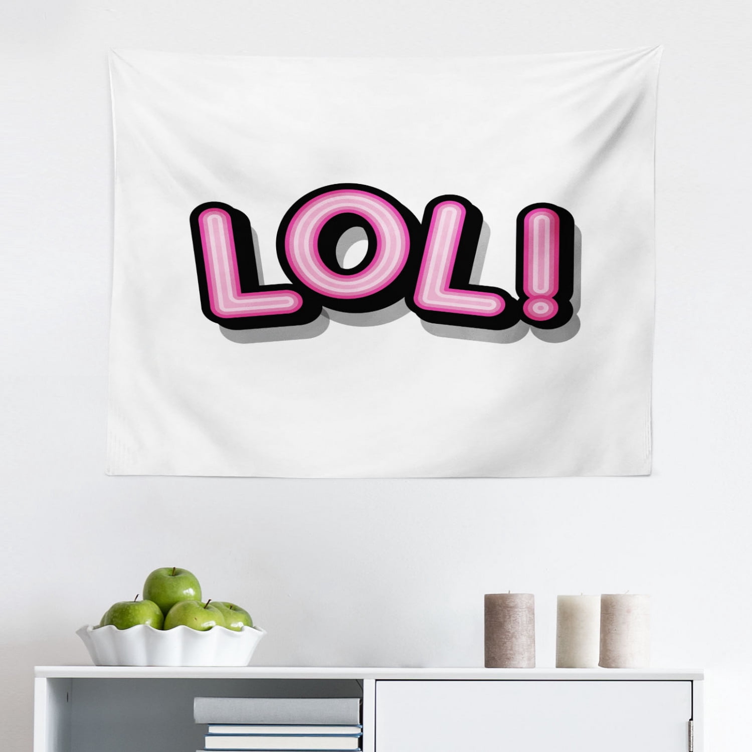 LOL Tapestry, Colorful Dotted Composition with Pineapple Wearing ...