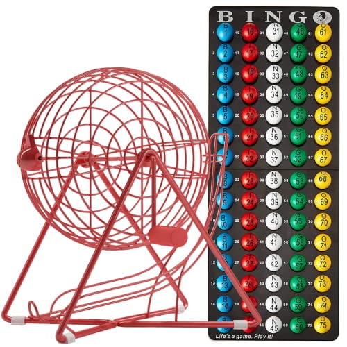 MR CHIPS 11" (Inch) Tall Professional Bingo Set with Steel Bingo Cage ...