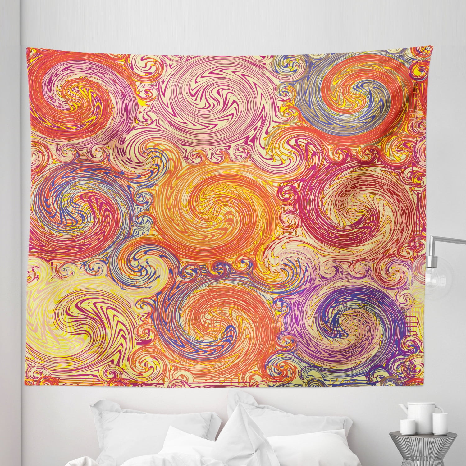 Abstract Tapestry, Grunge Swirl Patterns Brush Style Waterpool Waves ...
