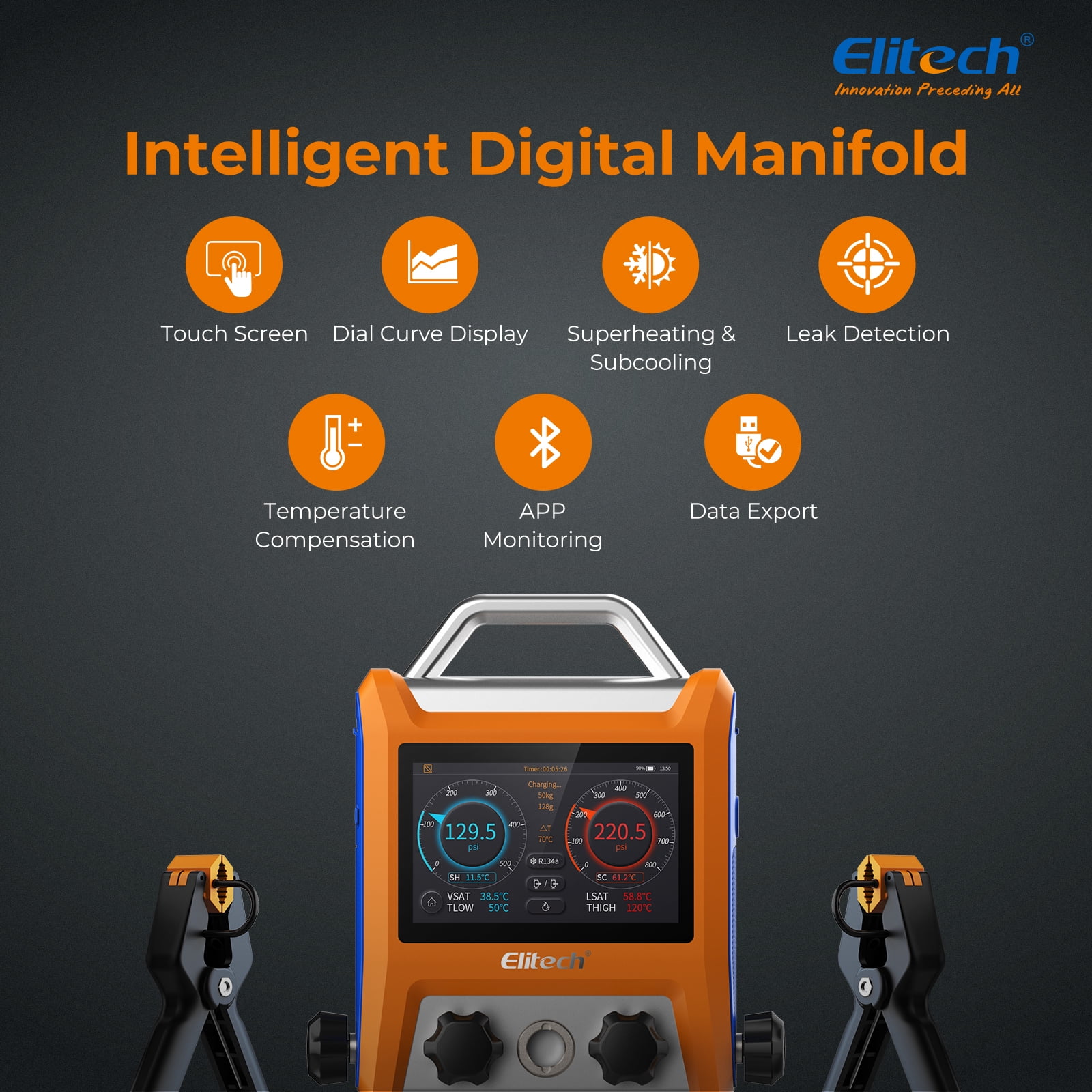 Elitech MS-4000 Smart HVAC Digital Manifold Gauge 4-Way, 49% OFF