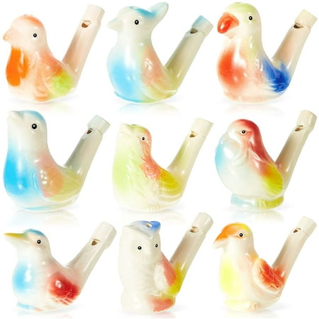9 Pieces Bird Water Whistles Porcelain Bird Water Whistle Warbling Bird ...
