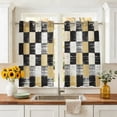 Black Gold Mosaic Sheer Curtains 39 Inch Long 2 Panels, Rustic Abstract ...