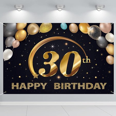 Happy 30th Birthday Backdrop Banner, 30th Birthday Party Decorations ...