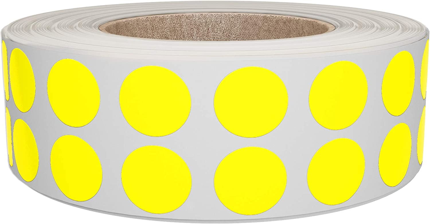 Color Coding Label Dots on a Roll (0.375 inch) 10mm Neon Yellow - 3000 ...