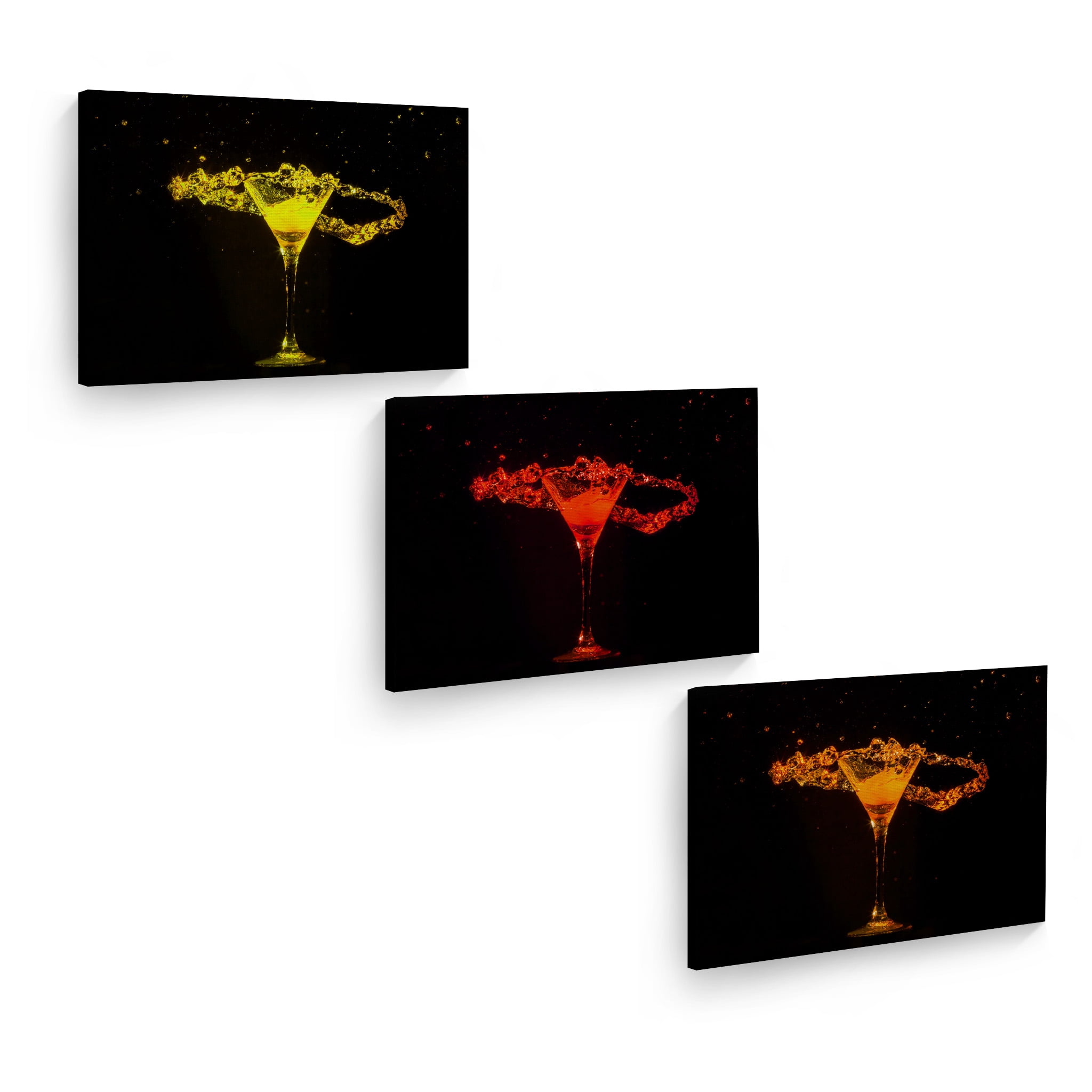 Smile Art Design Colorful Alcohol Cocktails Splashing 3 Piece Kitchen ...