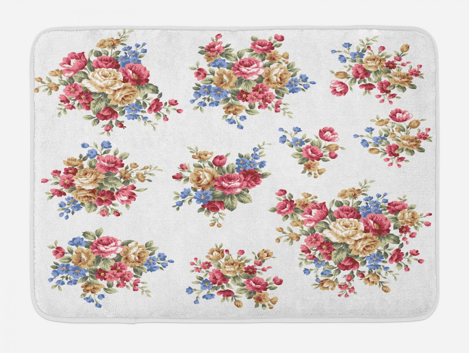 Floral Bath Mat, Vintage Rose Flower Bouquets Romance Love Wedding ...