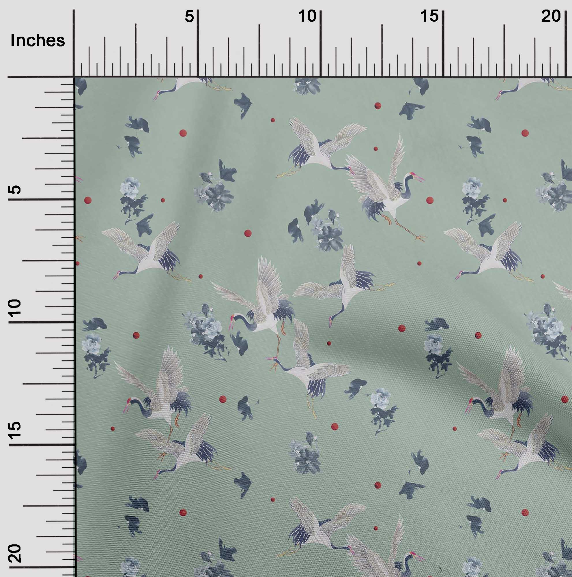 oneOone Viscose Chiffon Fabric Dot|Floral & Stork Bird Print Fabric BTY ...