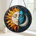 Abstract Sun and Moon Stained Glass Style Window Hanging – Decorative ...