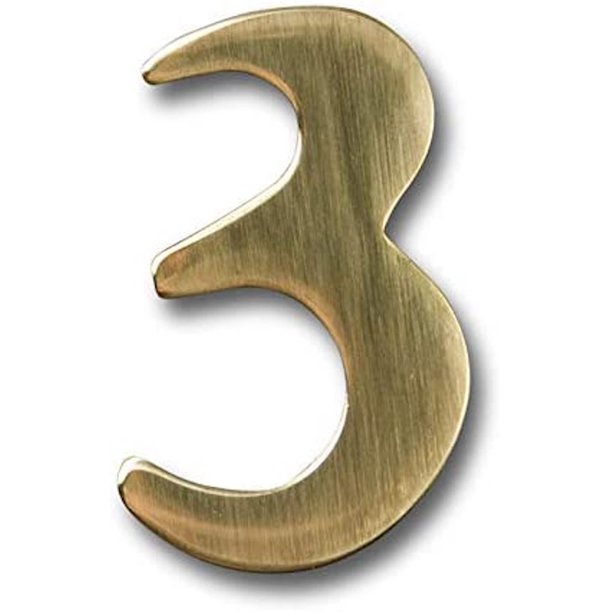 Self-Adhesive 2" Inch Brass Mailbox/ Address Number #3 by GSi Mailboxes ...