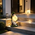 Amketima Resin Gnome Solar Garden Lamp with Glowing Crackle Glass Ball ...