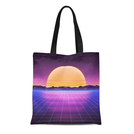 POGLIP Canvas Tote Bag 80S Retro Sci Fi Sunrise Sunset Futuristic Synth ...