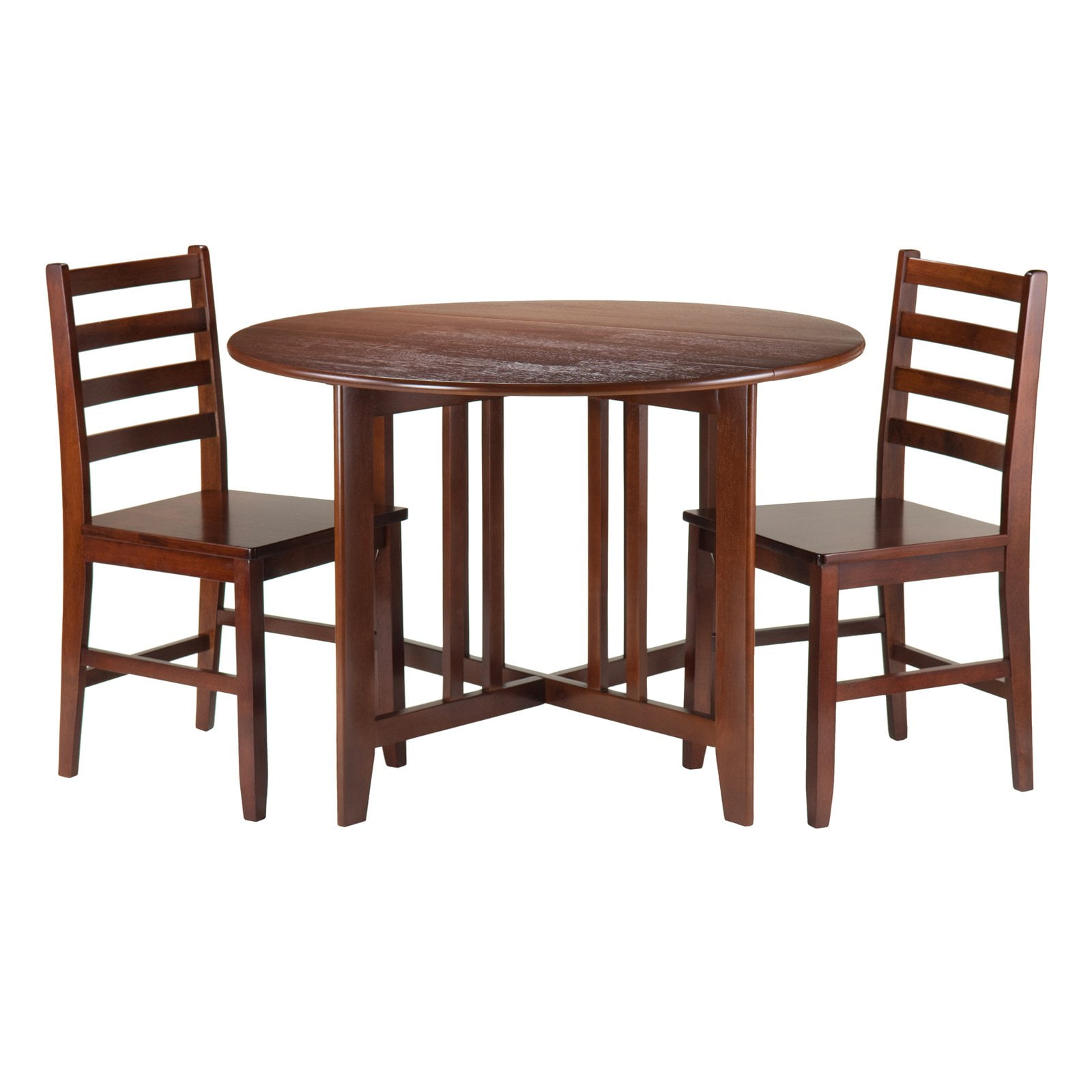 Winsome Wood Alamo 3-Pc Dining Set, Round Drop Leaf Table & 2 Ladder ...