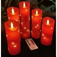 CHE-DANIP Red LED Flameless Candle with Embedded Star String, 5Piece ...