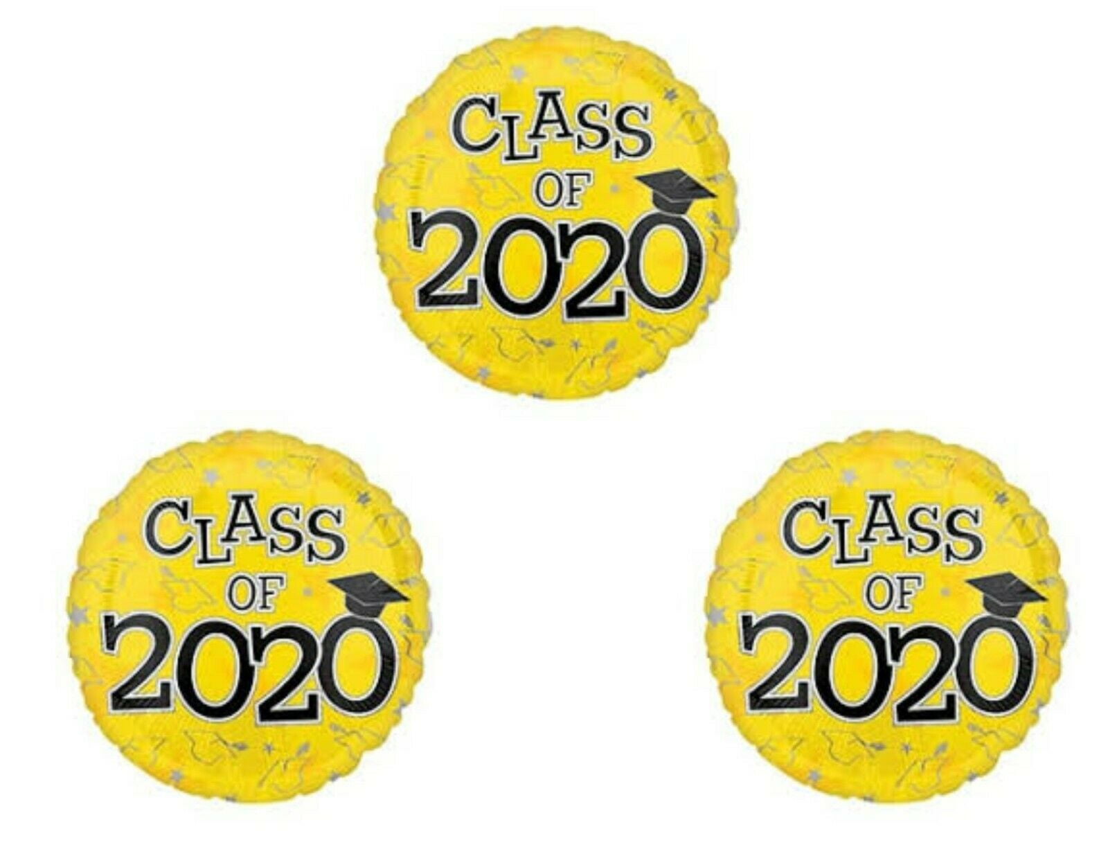 Graduation Class of 2020 set of 3 YELLOW Party Balloons Decoration ...