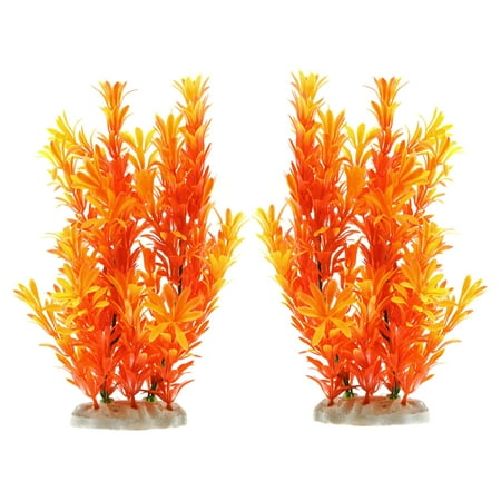 2pcs Orange Plastic Aquatic Plant Underwater Landscape for Aquarium ...