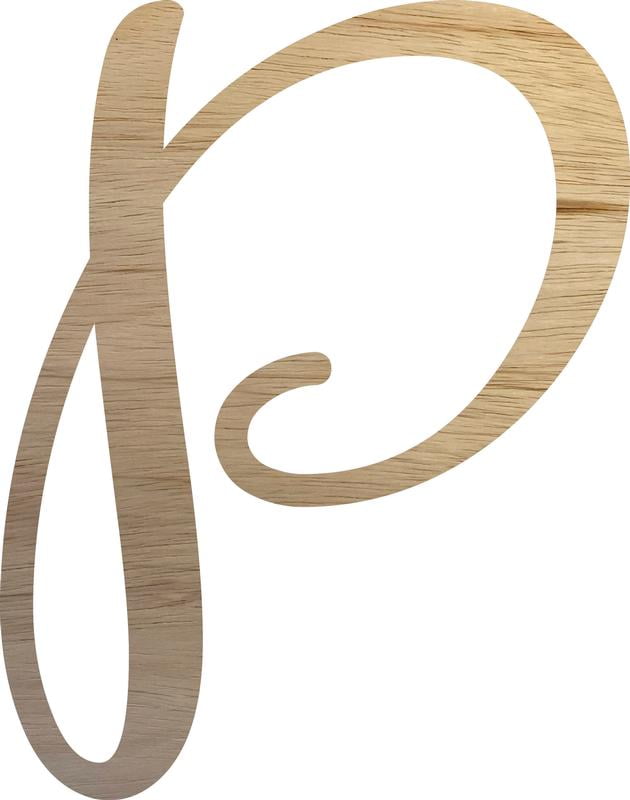 Unfinished Wooden Cursive Letter P, Real Wood Material 18'' Tall ...