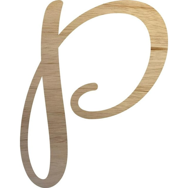 Unfinished Wooden Cursive Letter P, Real Wood Material 18'' Tall ...