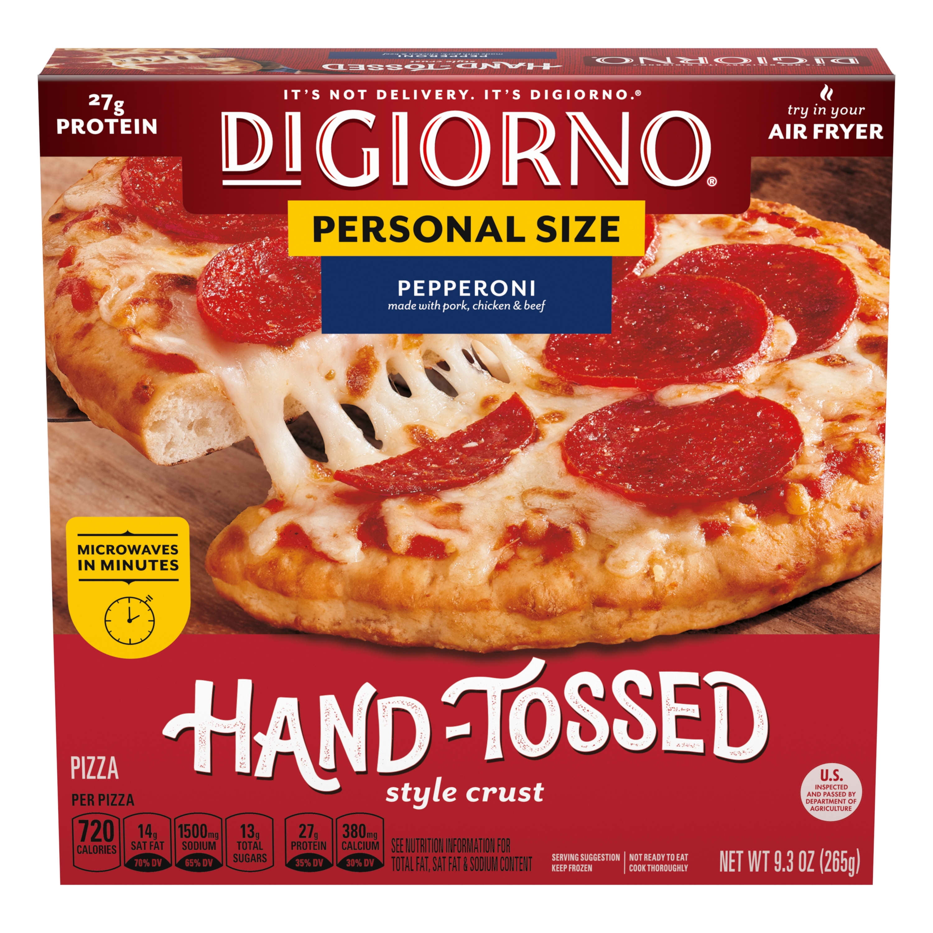 DiGiorno Pepperoni Frozen Pizza, Mini Hand Tossed Crust Pizza, 9.3 oz ...