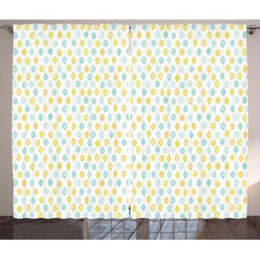 Ambesonne Yellow Chevron Curtains 2 Panel Set, Herringbone Art, 108" x ...