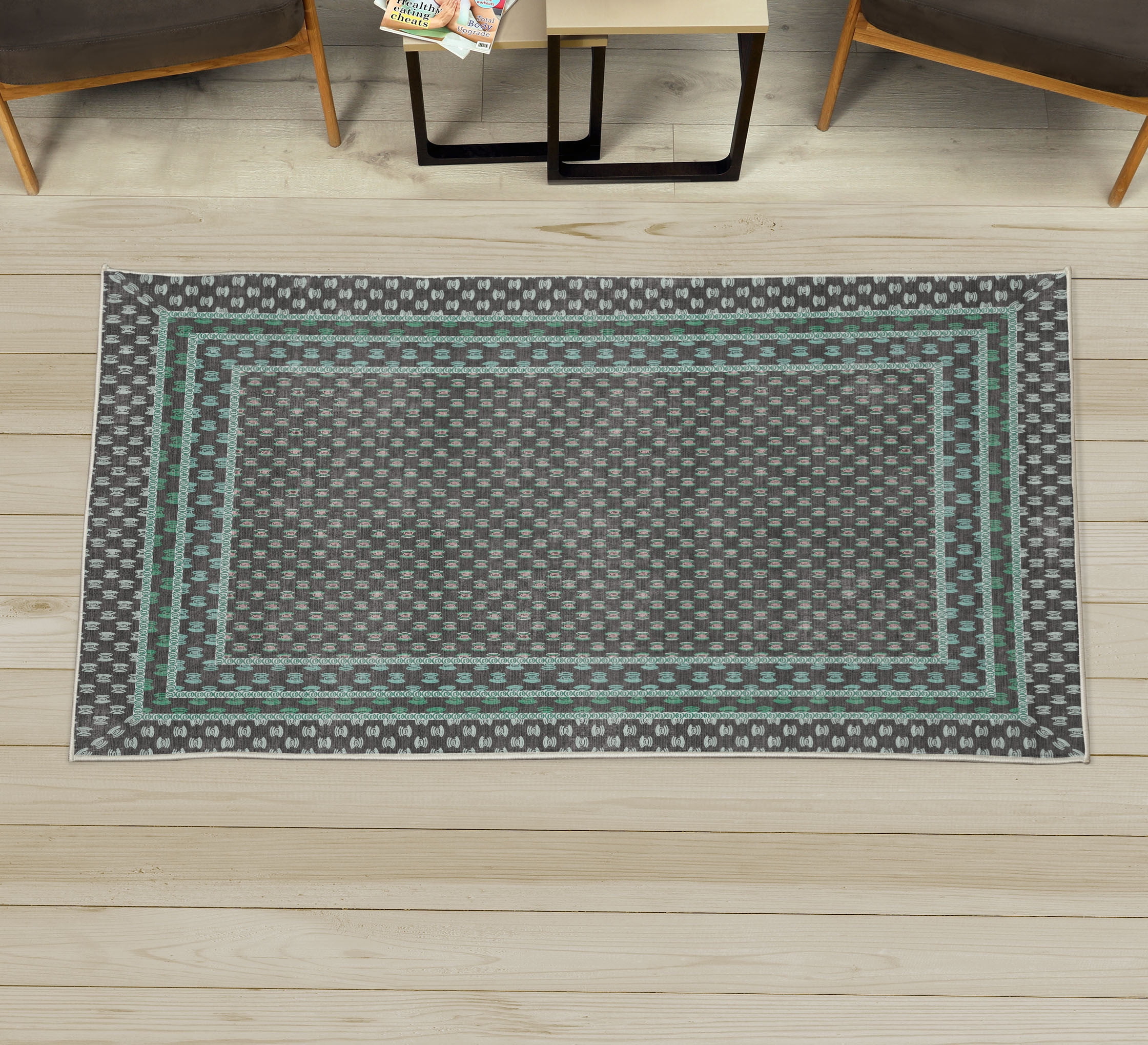 Modern Decorative Rug, Minimal Cartoonish Circular Ornaments Repetitive ...