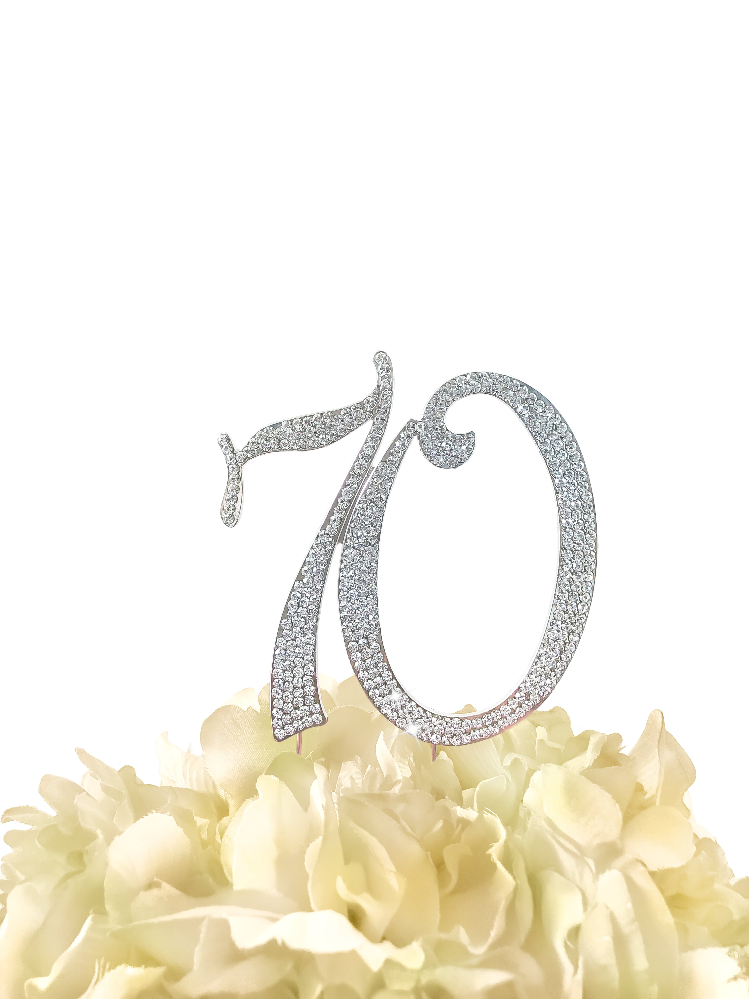 Rhinestone Cake Topper - Number 70 - Silver - Walmart.com