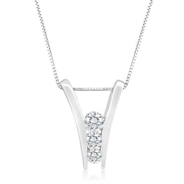 FireStar Halo Diamond Necklace for Women 10K White Gold 1/2 Ct Blue Lab ...