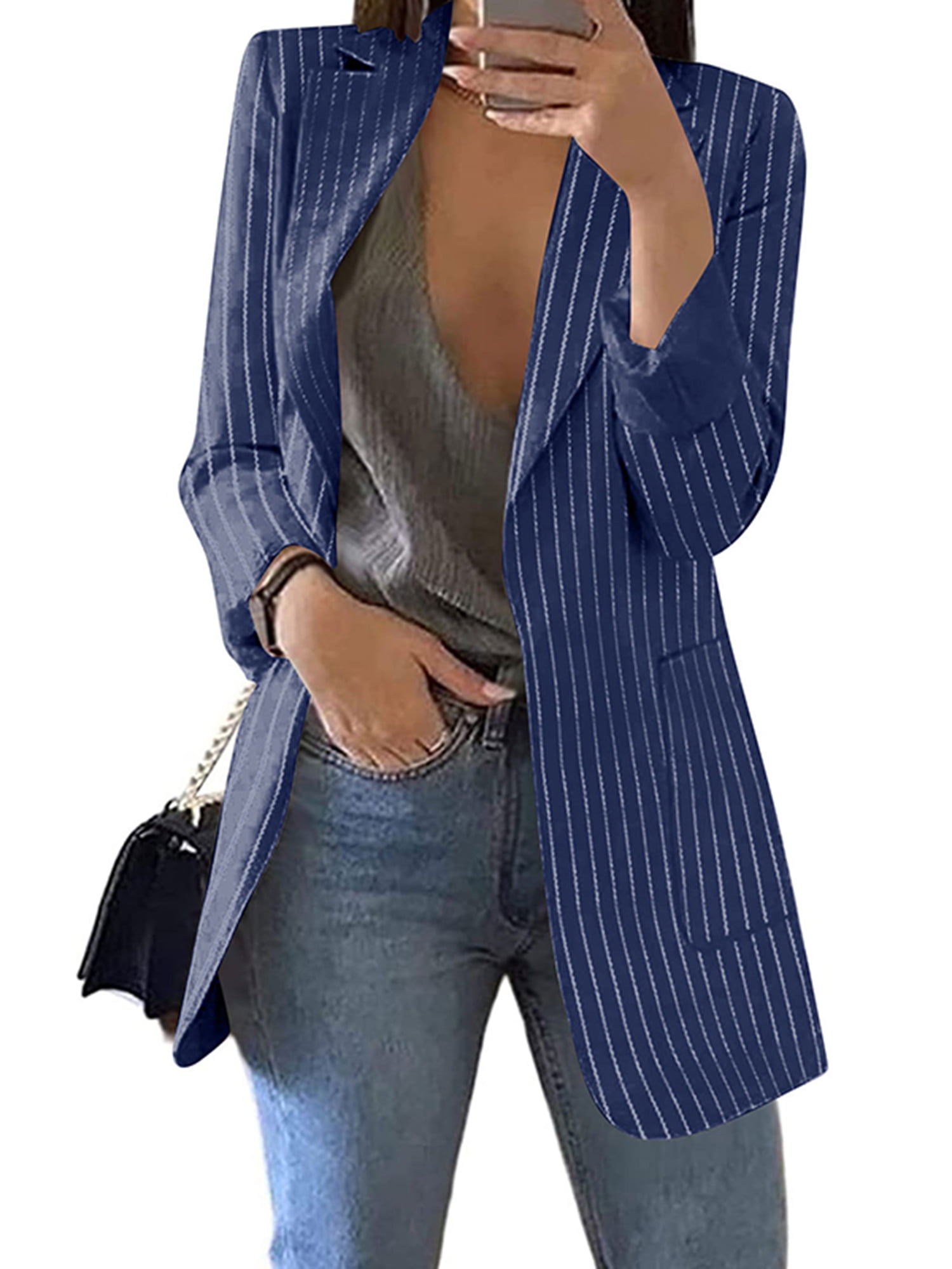 Frontwalk Women Regular Fit Long Sleeve Business Jackets Suit Lapel Mid ...