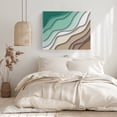 Abstract Geometric Canvas Print Wall Art, Green Brown Gradient Waves ...
