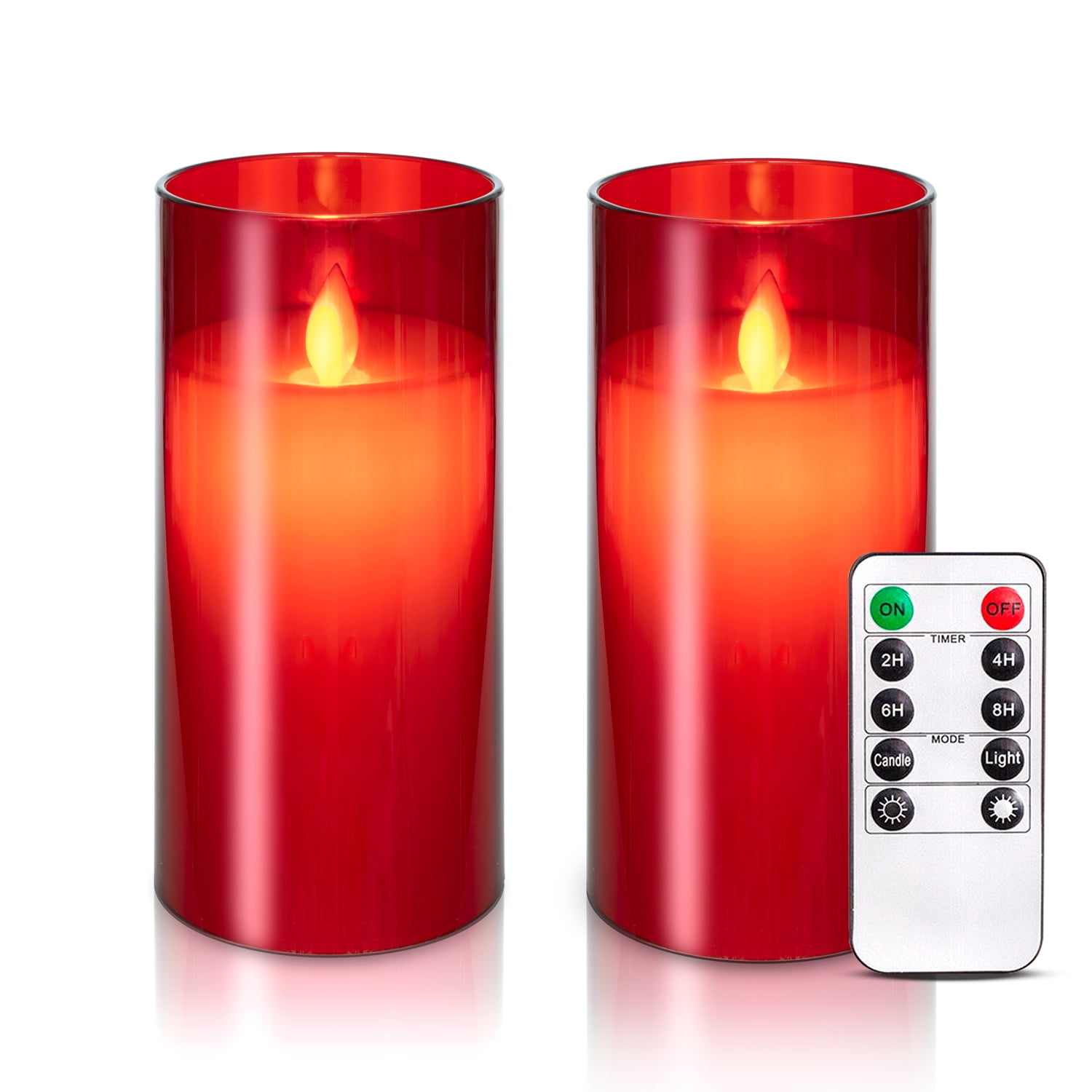 Merrynights Red Acrylic LED Candles, Battery Operated LED Pillar ...