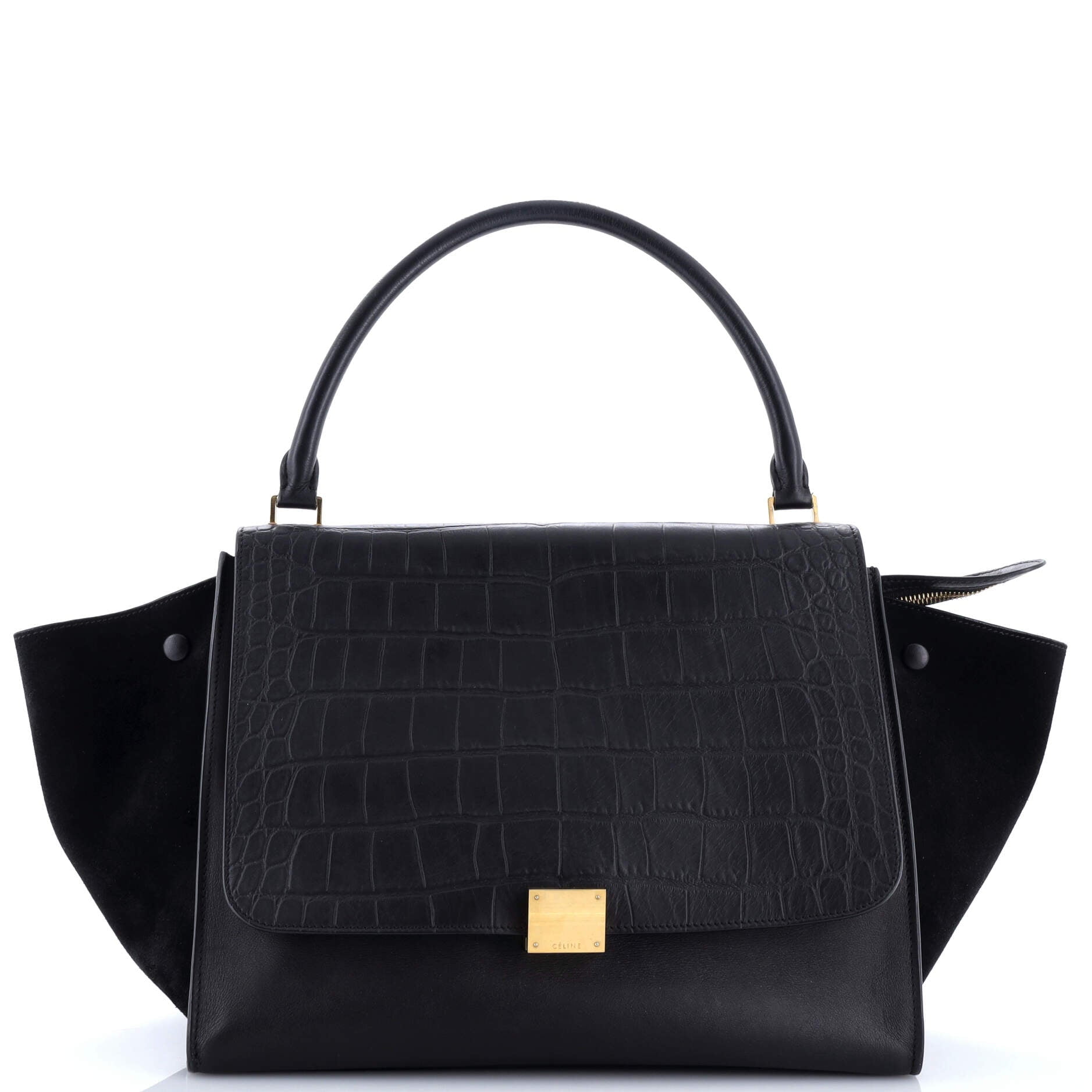 Pre-Owned Trapeze Bag Crocodile Embossed Leather Large By Rebag ...