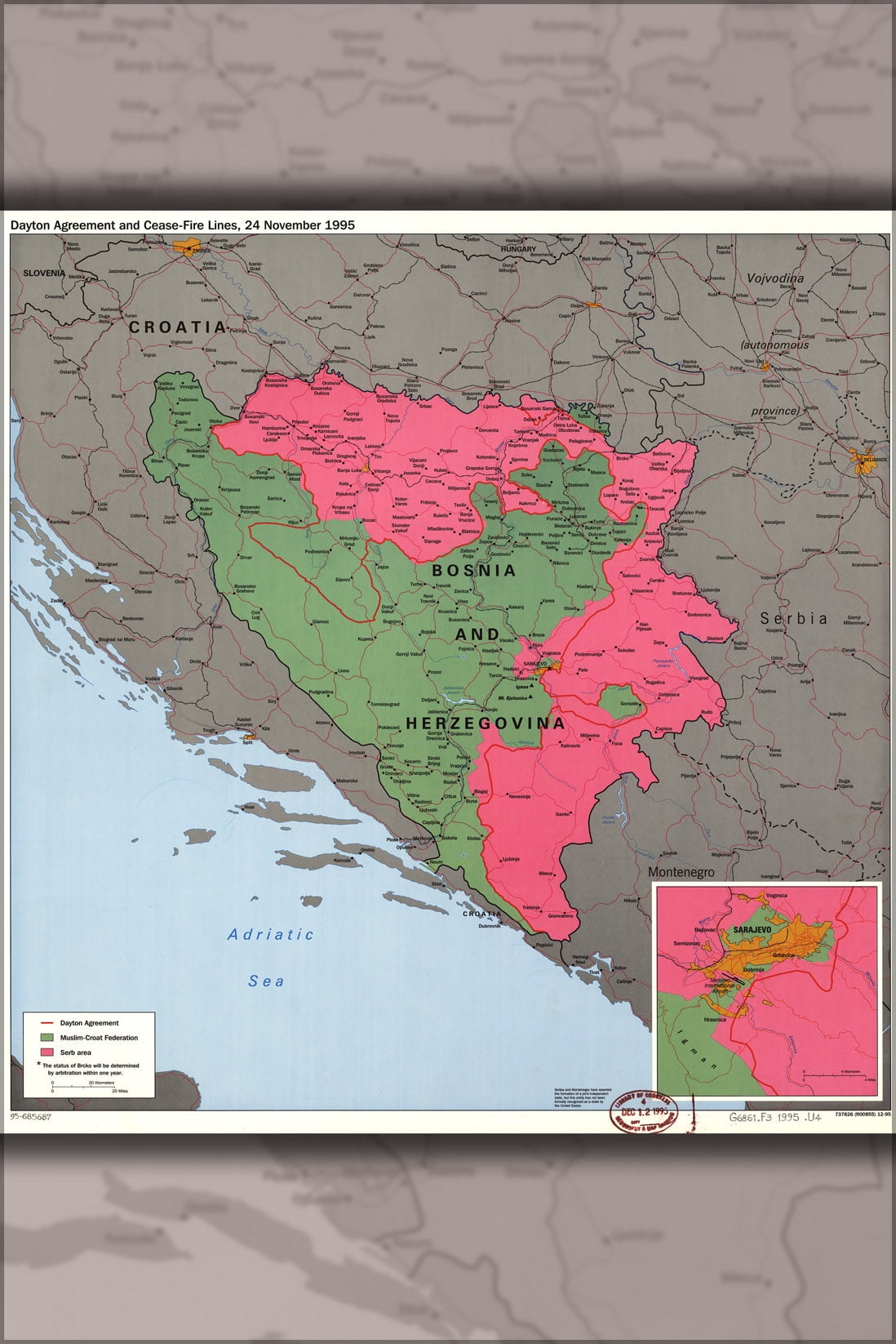 24"x36" Gallery Poster, cia map Dayton agreement Bosnia Herzegovina ...