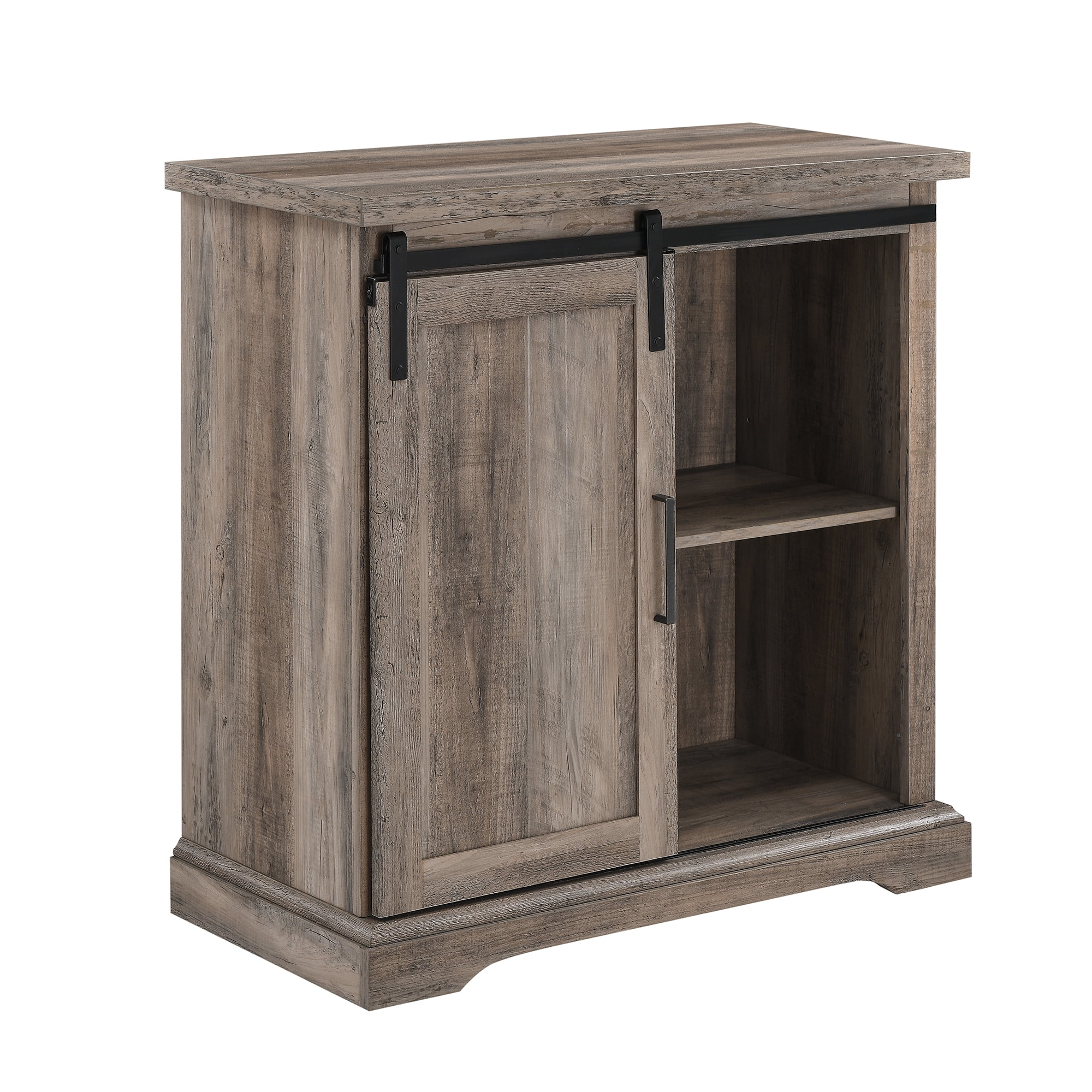 Woven Paths Modern Farmhouse Sliding Door Accent Cabinet Grey Wash