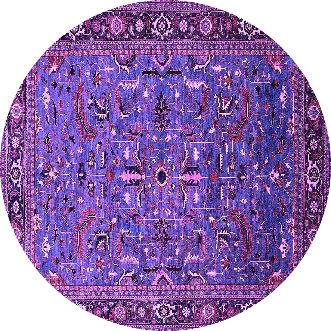 Ahgly Company Indoor Round Oriental Purple Traditional Area Rugs, 8 ...