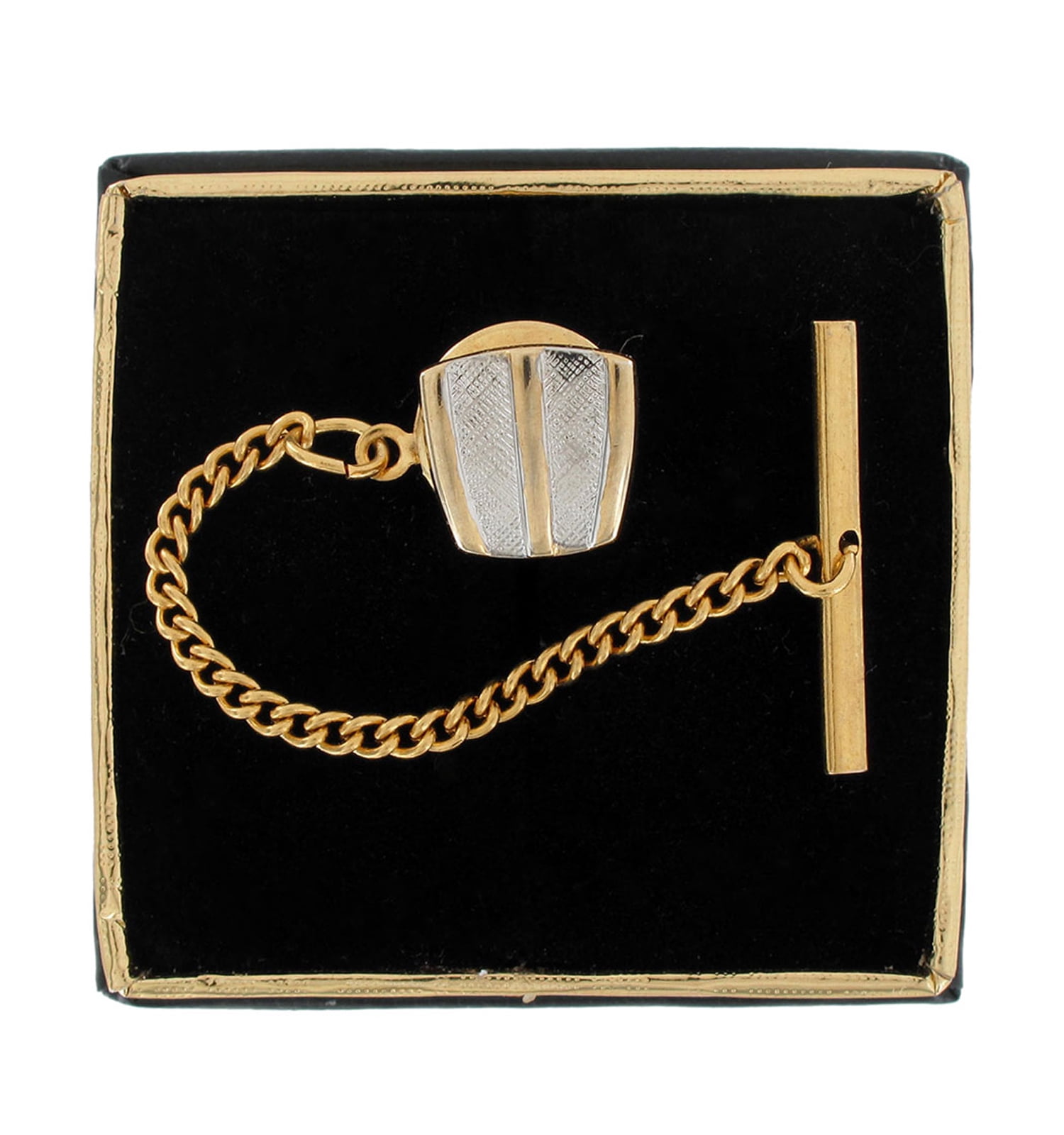 Two Tone Gold & Silver Tone Striped Textured Mens Tie Tac Tack Pin Gift ...