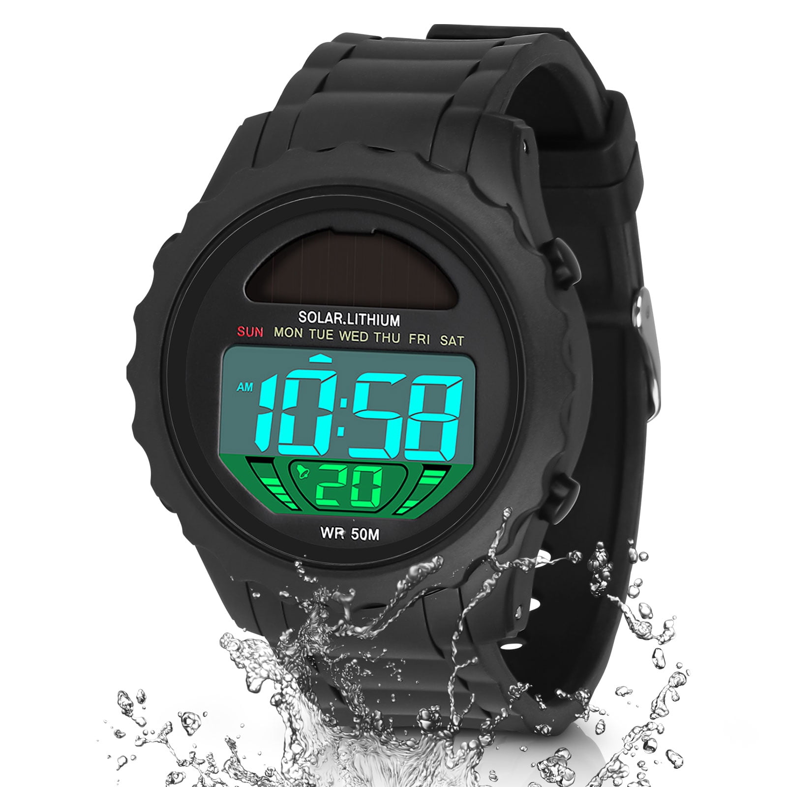 Kids Digital Sport Watch, EEEkit Solar Waterproof Outdoor Watches with ...