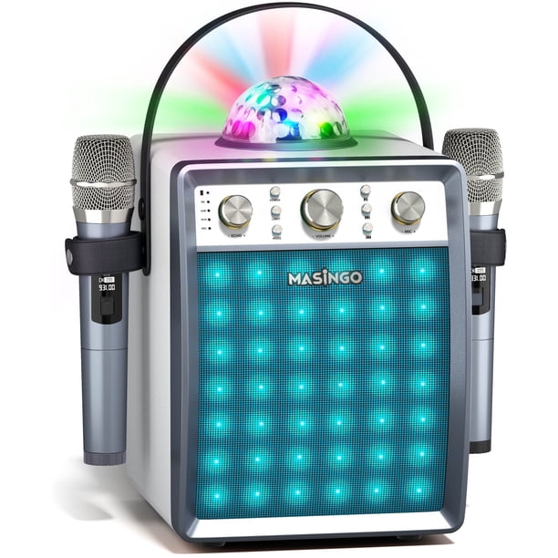 MASINGO 2023 Karaoke Machine for Adults & Kids with 2 Wireless ...